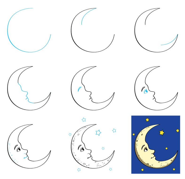 30 Facile Et Mignon Id es De Dessin Lune Comment Dessiner Lune